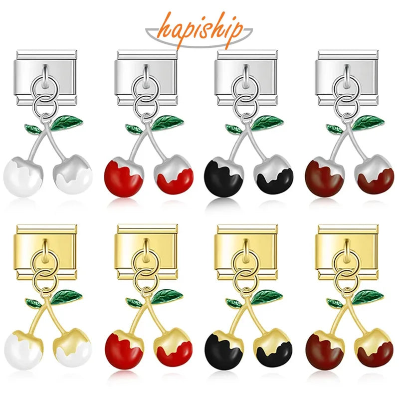 Hapiship 2024 Fashion New Women Gift Fruit Cherry Charm Italian Link ...
