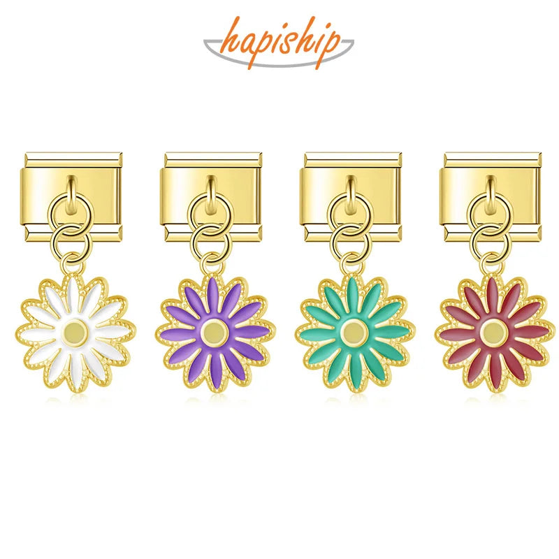 Hapiship 2024 New Women Fashion Daisy Flower Italian Charm Links Fit ...