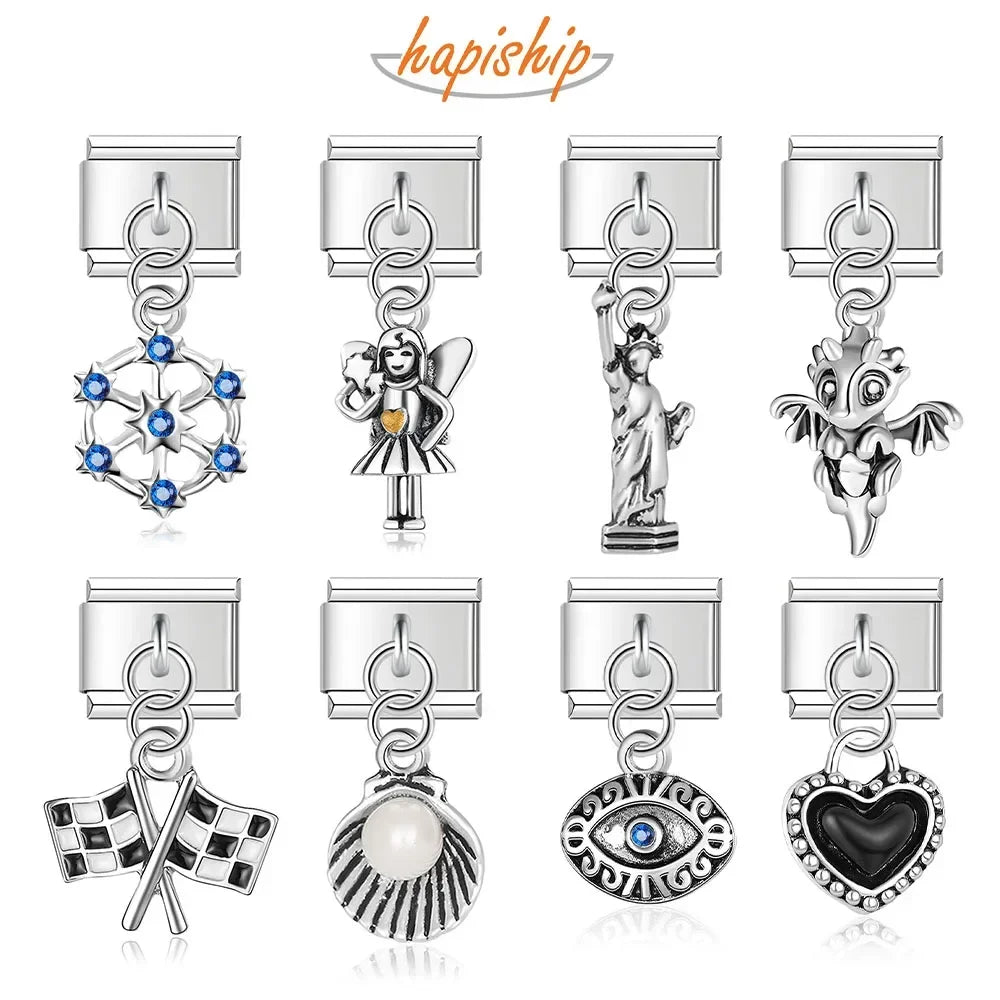 Hapiship Popular Original Daisy Heart Eye Shell Dinosaur Charm Links ...